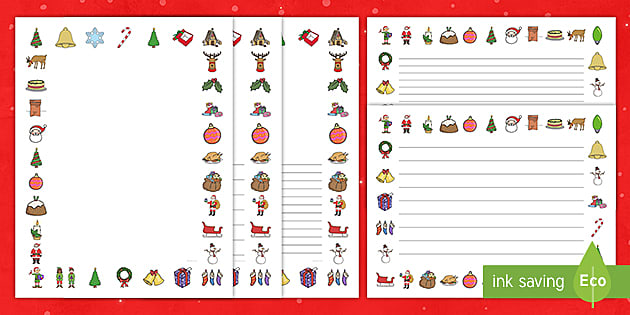 Blank and Lined Journal Writing Pages - Christmas Border | Lesson Plan